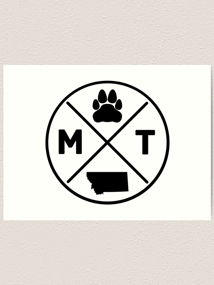 "406 - Montana - MT - with state silhouette and pawprint" Art Print for ...