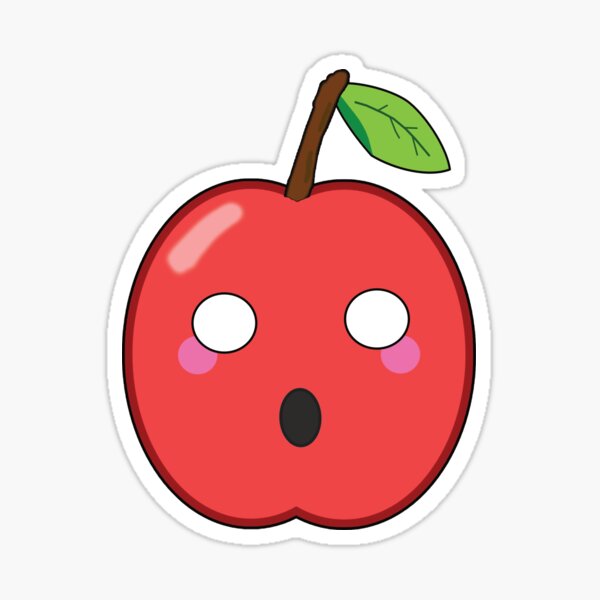 "Kawaii Apple Shocked Red Apple" Sticker by The-T-For-Ts | Redbubble