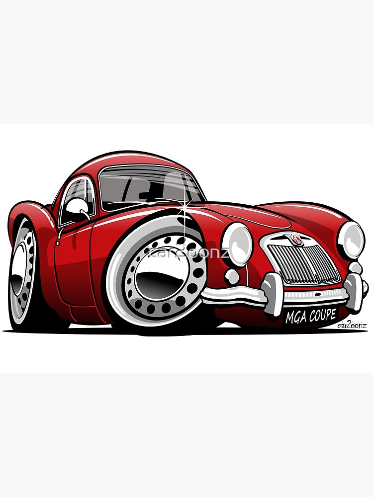 "MG MGA coupe caricature red" Poster for Sale by car2oonz | Redbubble