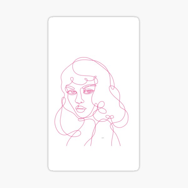 "one line art ,girl,pink" Sticker for Sale by Haneenarar | Redbubble