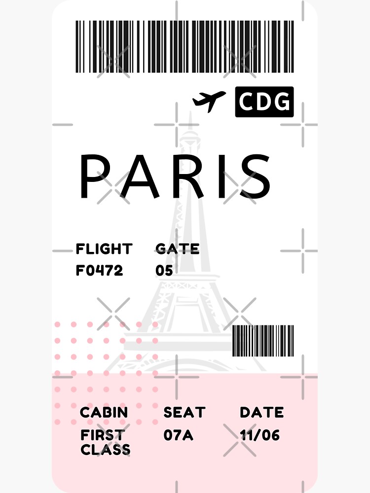 "PARIS Plane ticket" Sticker for Sale by Daniela-2504 | Redbubble
