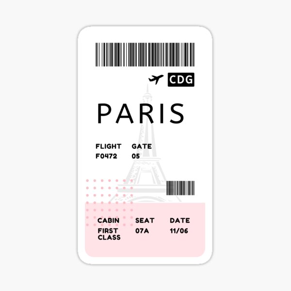 "PARIS Plane ticket" Sticker for Sale by Daniela-2504 | Redbubble