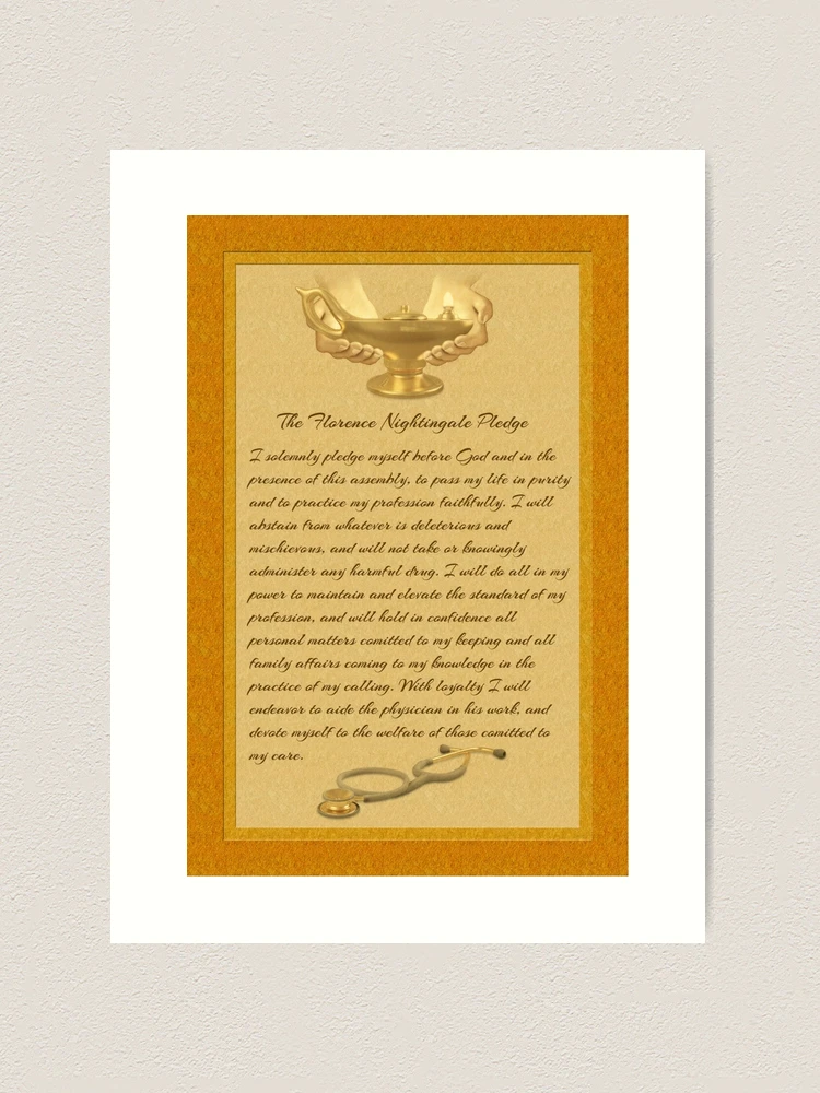 About Florence Nightingale Pledge Poster Vintage Poem Nurse The