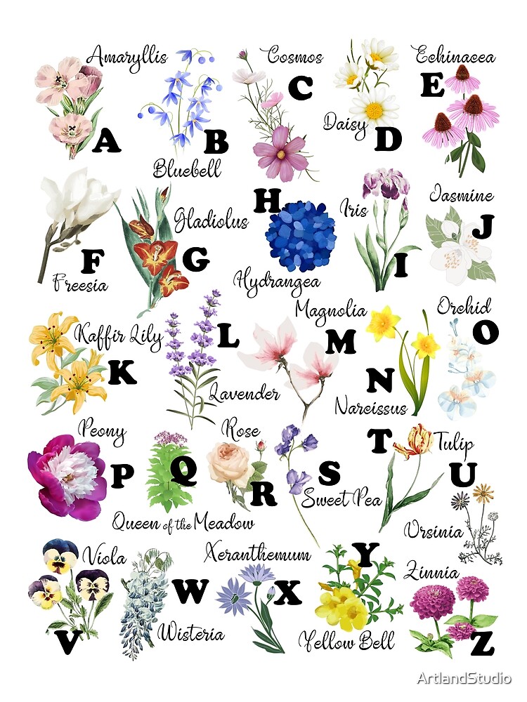 "Flower Alphabet" Poster for Sale by ArtlandStudio | Redbubble