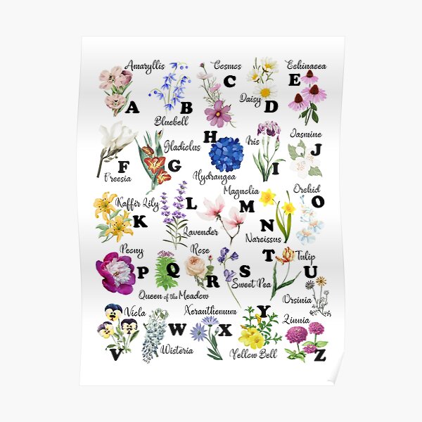 "Flower Alphabet" Poster for Sale by ArtlandStudio | Redbubble