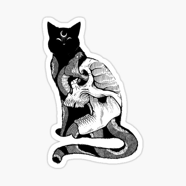 "Skull Cat" Sticker for Sale by PufysArt | Redbubble