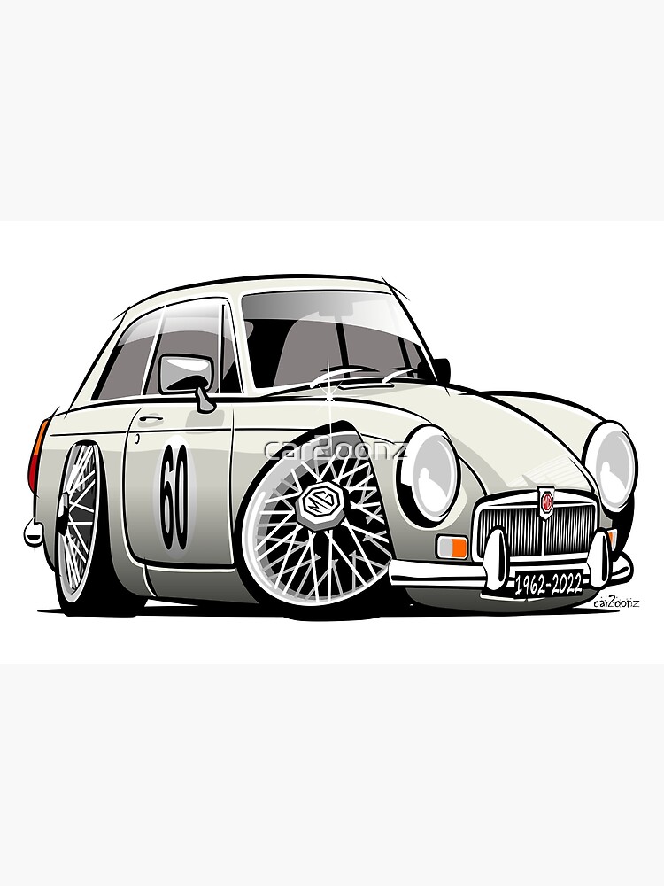 "MG MGB GT caricature white" Poster for Sale by car2oonz | Redbubble