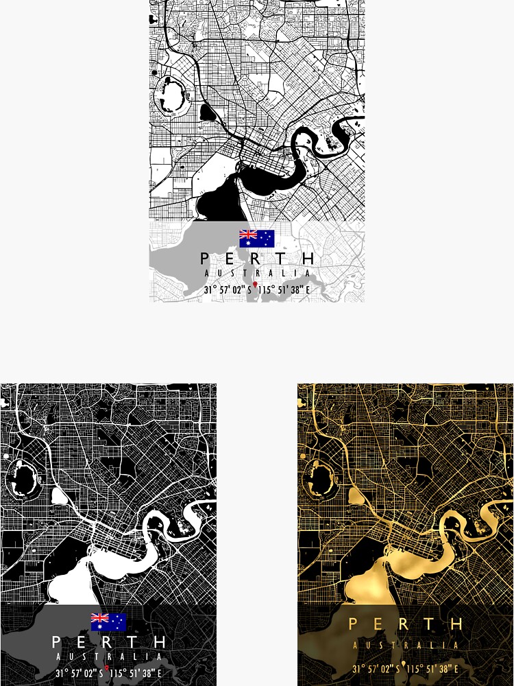 "PERTH MAP AUSTRALIA Sticker Pack" Sticker for Sale by hatimelhag ...