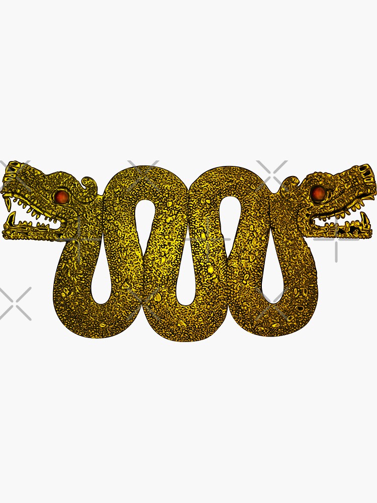 "Maquizcoatl - Gold Aztec Double Headed Serpent" Sticker for Sale by ...