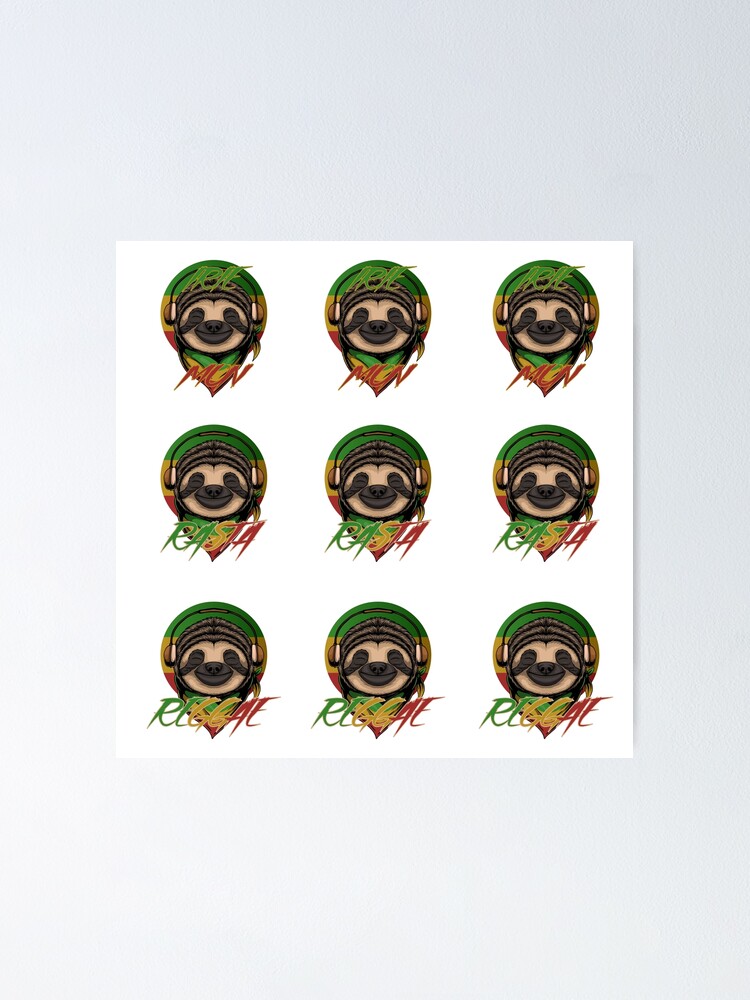"Irie Rasta Reggae STICKER PACK - Jamaican Sloth - " Poster by ...