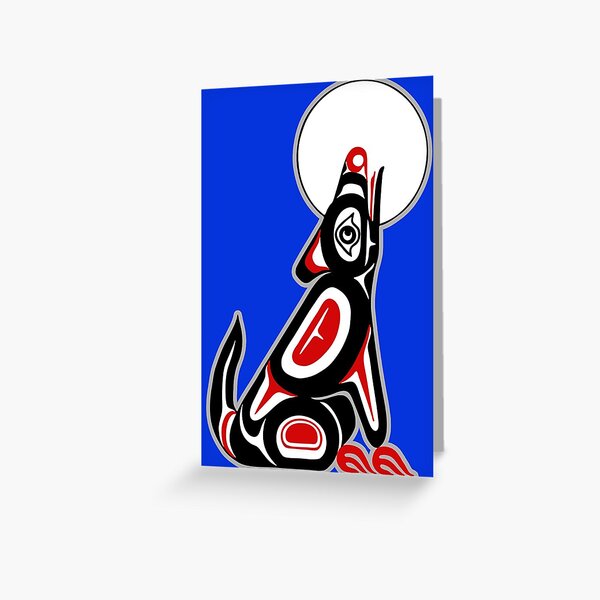 "Haida Wolf Howling At The Moon Sticker" Greeting Card by SeungYang ...