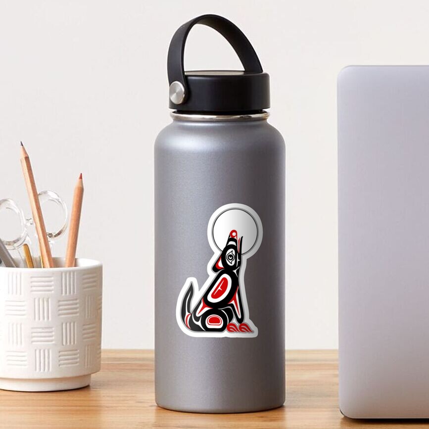 "Haida Wolf Howling At The Moon Sticker" Sticker by SeungYang | Redbubble