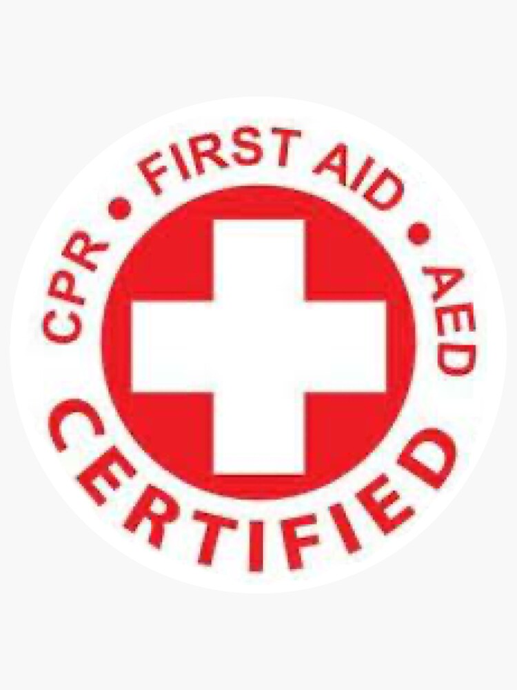 "cpr first aid aed certified" Sticker for Sale by sophiespirrison ...