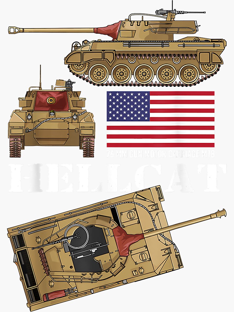 Pegatina «M18 Hellcat WW2 American Tank Destroyer Tanques Diagrama ...
