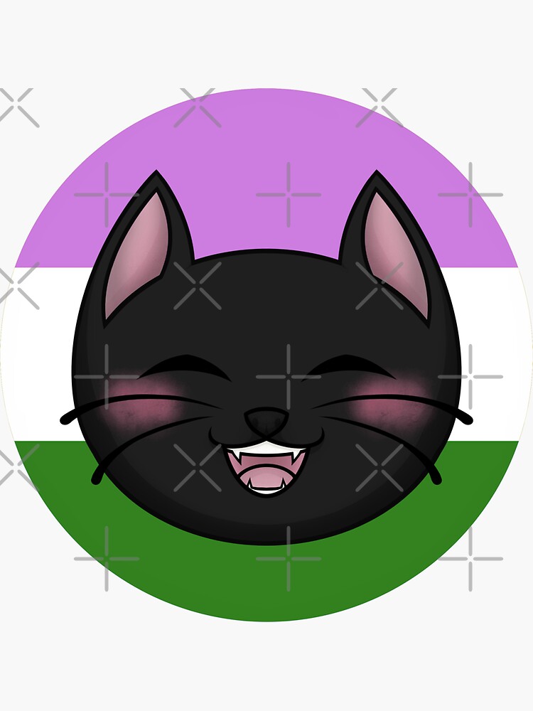 "Genderqueer Pride Pin - Black Cat" Sticker by BlueJayArts04 | Redbubble