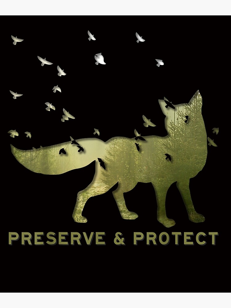 "Vintage Fox Forest Preserve Protect Nature Wildlife" Poster by ...