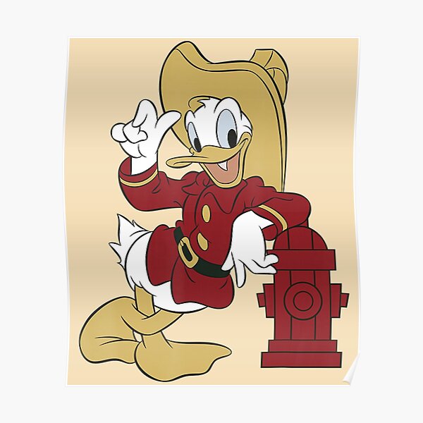 "Donald Duck Firefighter Outfit" Poster for Sale by BobUSArt | Redbubble