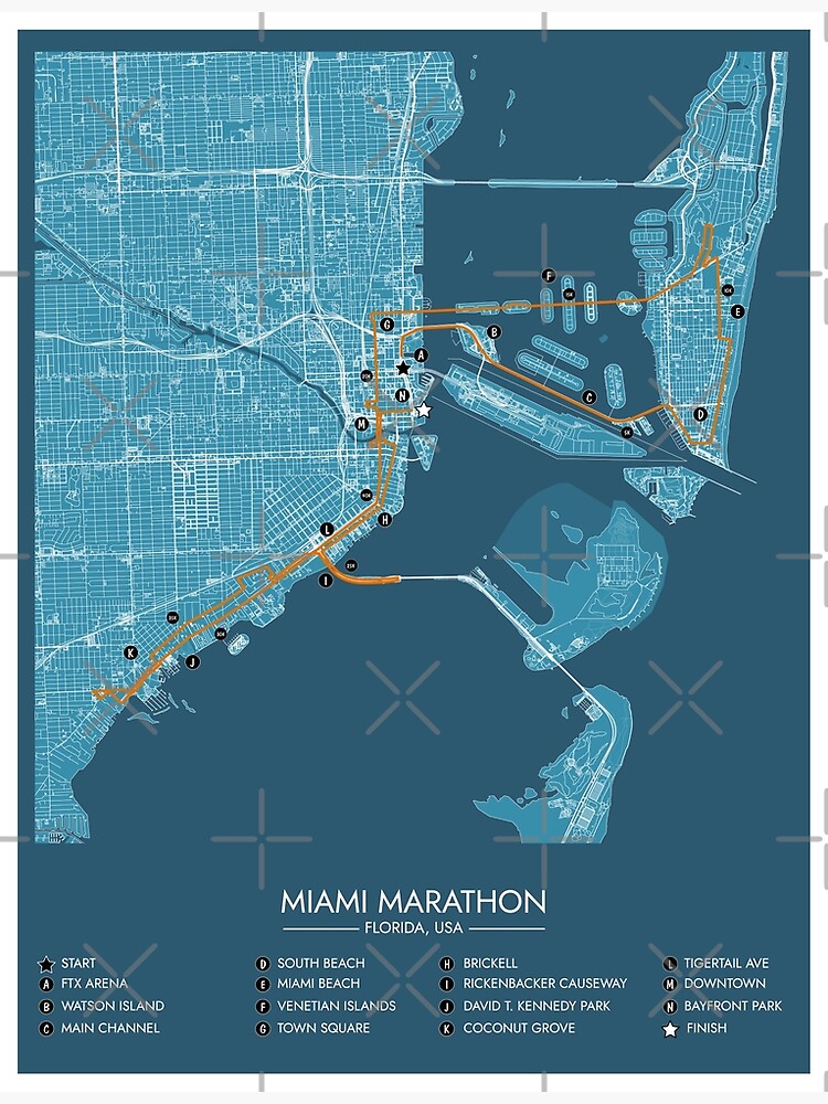 "Miami Marathon (Kilometer Markers)" Poster for Sale by BGALAXY | Redbubble