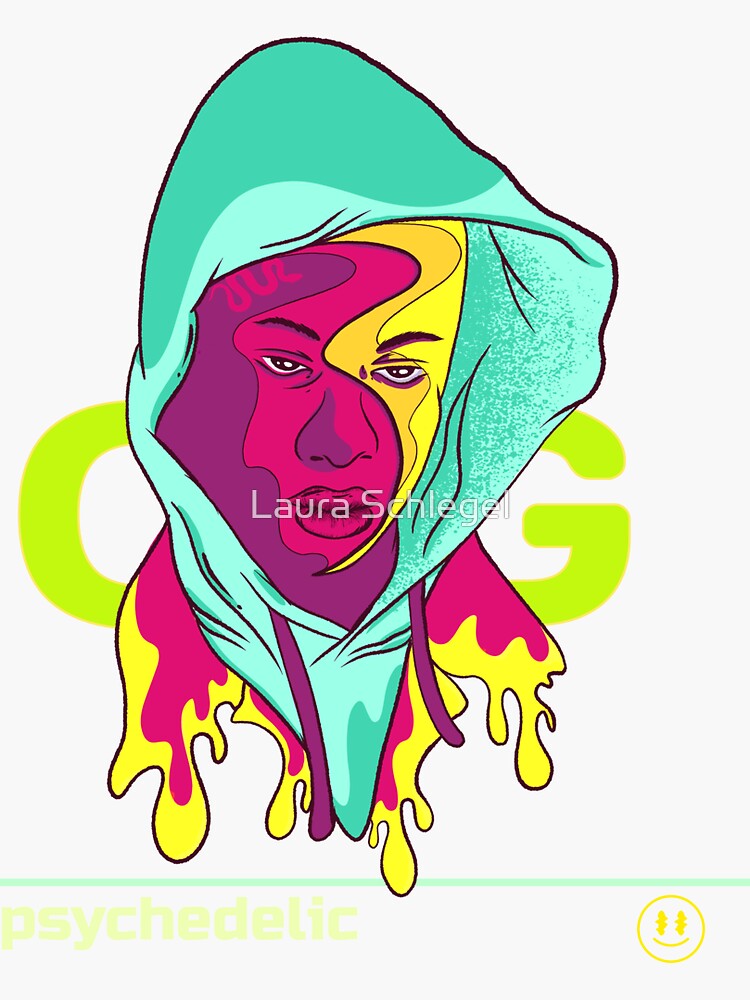 "Hip-Hop drippy Portrait - Psychedelic Cartoon " Sticker by Shopdis ...