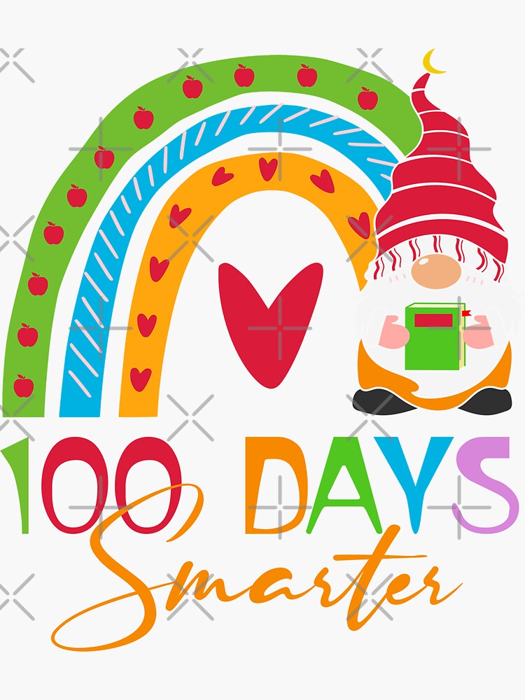 "100 Days Smarter Gnome 100th Day Of School" Sticker for Sale by ...