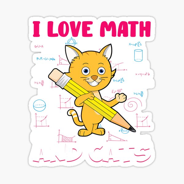 Pegatina «Amo las matemáticas y los gatos Amantes divertidos de los ...