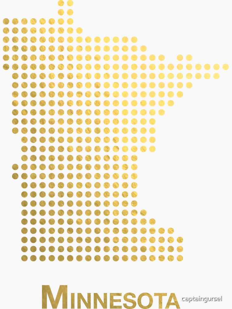 "Minnesota gold dotted map" Sticker for Sale by captaingursel | Redbubble
