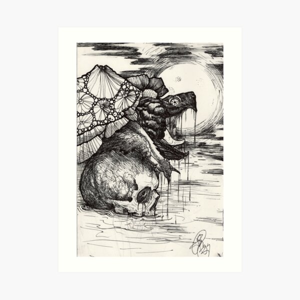 "snapping turtle pen and ink" Art Print for Sale by resonanteye | Redbubble