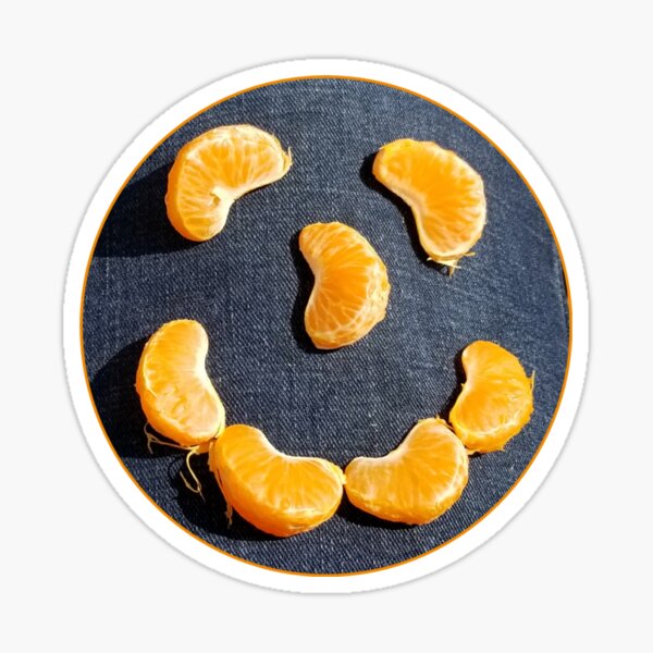 "Tangerine Happy Face" Sticker by MoonStarSailing | Redbubble