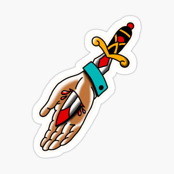 "Hand Dagger traditional tattoo" Sticker for Sale by rafaelwolf | Redbubble