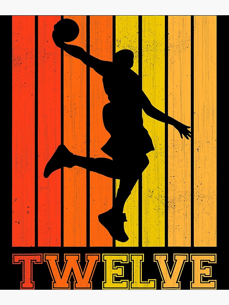 "Happy 12th Birthday Decorations Basketball Players" Canvas Print by ...