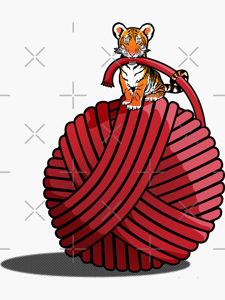"Tigers ball of Yarn" Sticker for Sale by RevolutionGFX | Redbubble