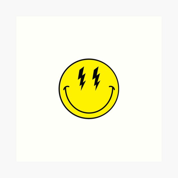 "LIGHTNING SMILEY FACE" Art Print for Sale by chrctrassassin | Redbubble