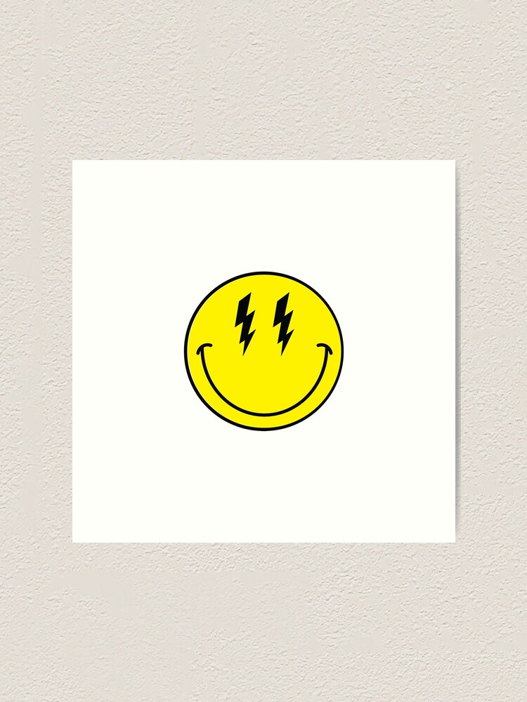 "LIGHTNING SMILEY FACE" Art Print for Sale by chrctrassassin | Redbubble
