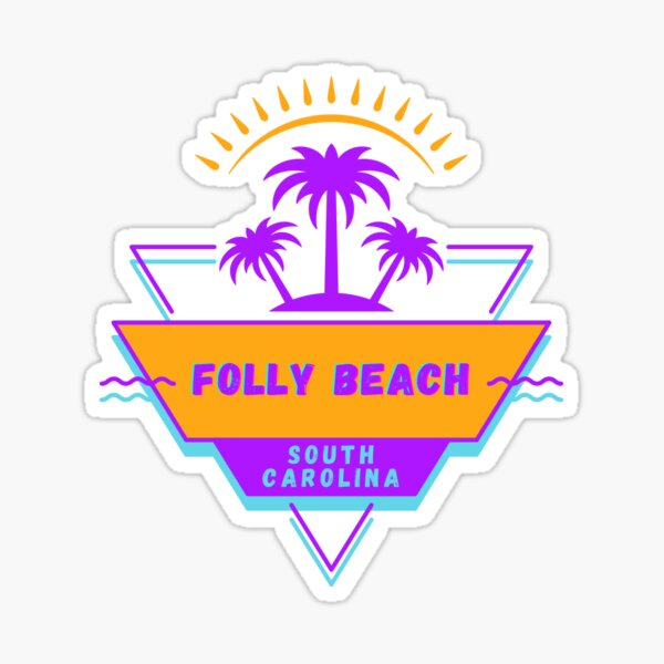"Folly Beach South Carolina Vibes 80's " Sticker for Sale by bougieFire ...