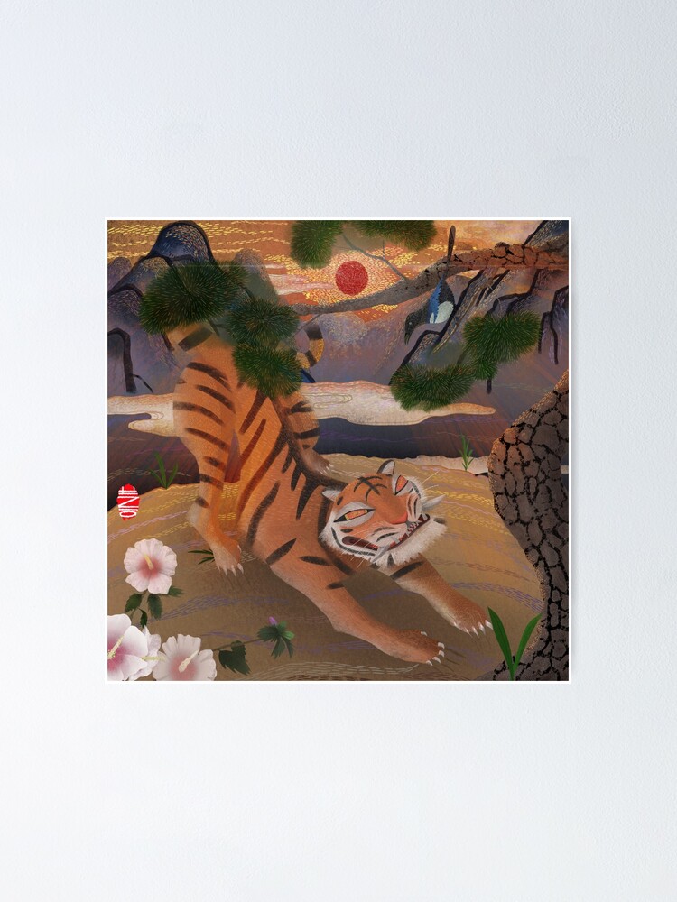 "Tiger, Magpie and Pine Tree" Poster for Sale by kihoiminoi | Redbubble