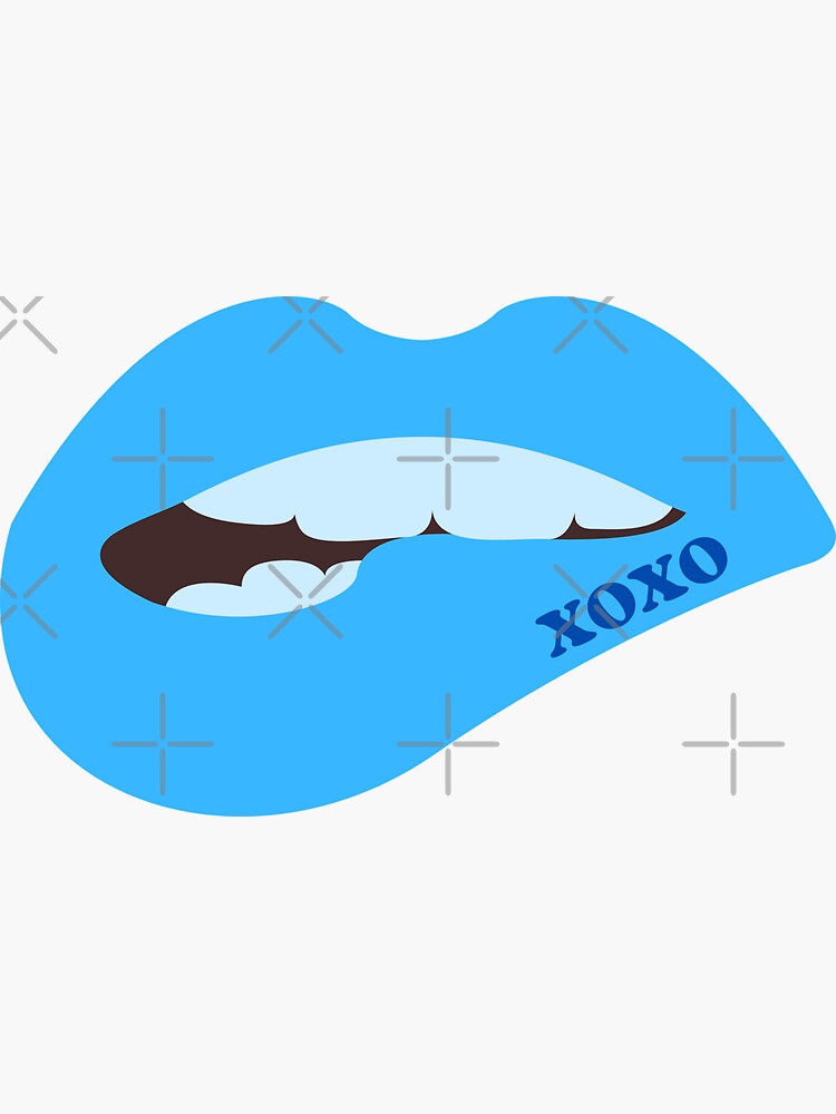 "Preppy XOXO blue lips" Sticker for Sale by Suusck | Redbubble