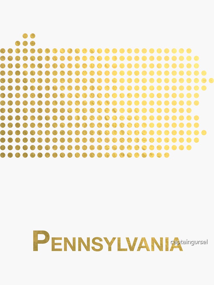 "Pennsylvania gold dotted map" Sticker for Sale by captaingursel ...