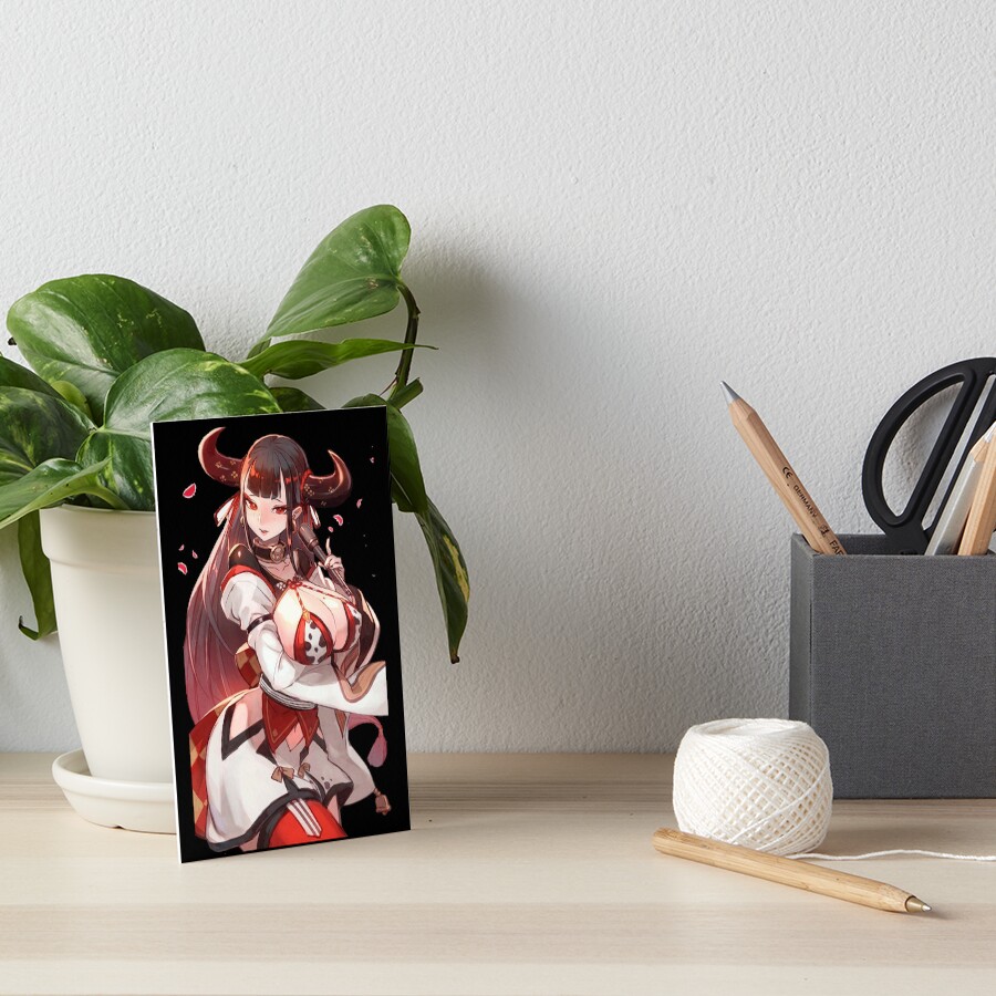 "Ecchi oppai horned demon girl" Art Board Print by Lewdities | Redbubble