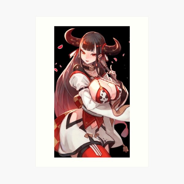 "Ecchi oppai horned demon girl" Art Print by Lewdities | Redbubble