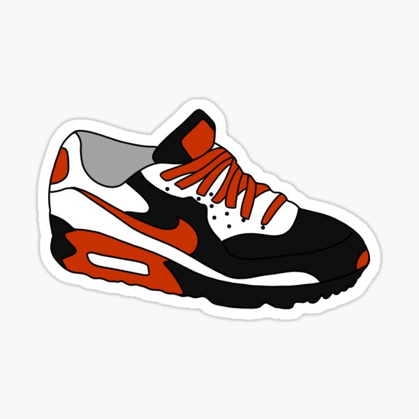 "red and black and white shoe" Sticker for Sale by Jaymesarah | Redbubble