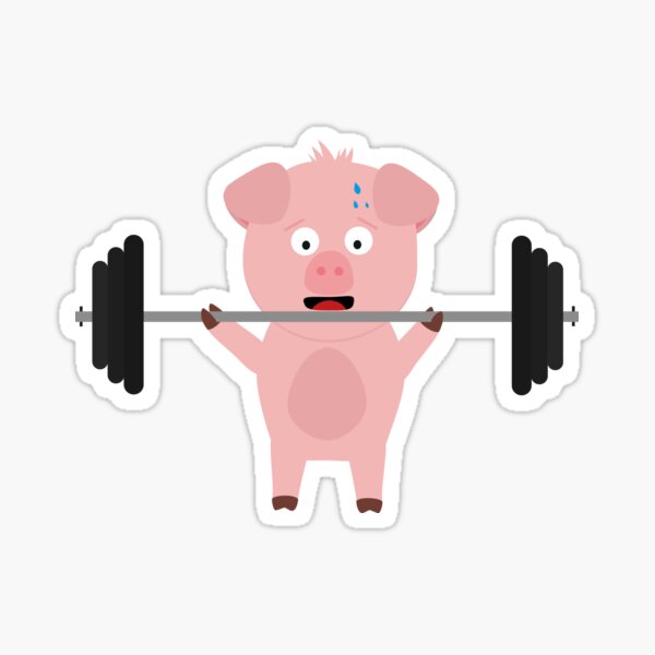 "Fitness Pig with Weights" Sticker for Sale by ilovecotton | Redbubble