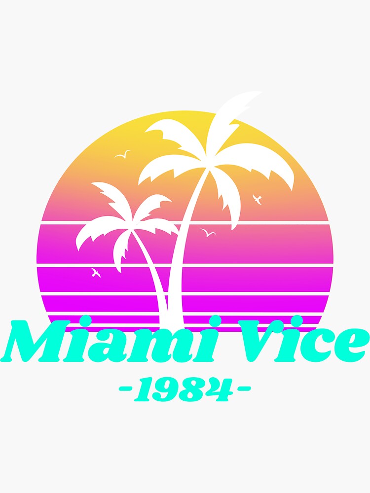 "Retrowave Sunset Miami Vice" Sticker by DraeconPrints | Redbubble