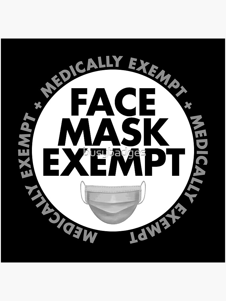 "Face Mask Exempt Badges & Stickers - Black" Sticker for Sale by ...