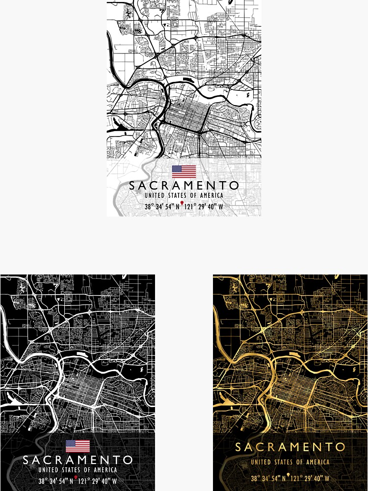 "SACRAMENTO MAP USA Sticker Pack" Sticker by hatimelhag | Redbubble