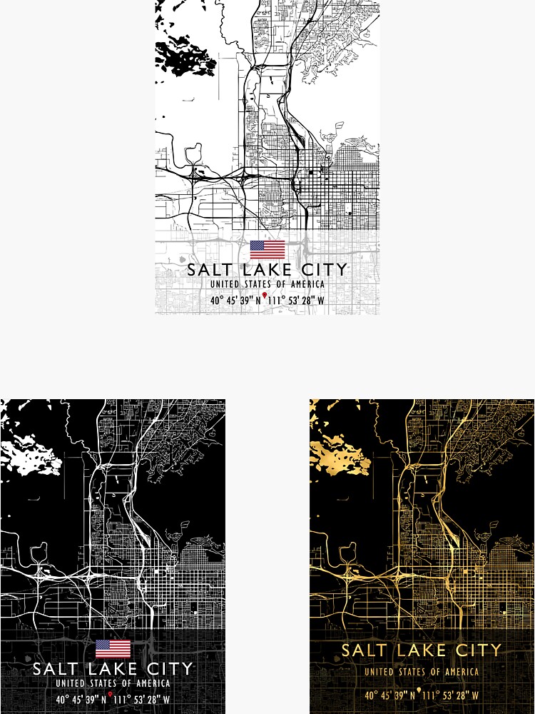 "SALT LAKE CITY MAP USA Sticker Pack" Sticker by hatimelhag | Redbubble