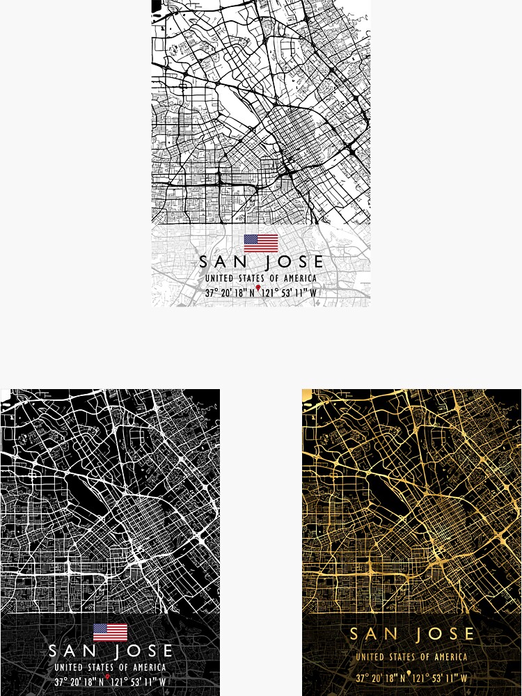 "SAN JOSE MAP USA Sticker Pack" Sticker for Sale by hatimelhag | Redbubble