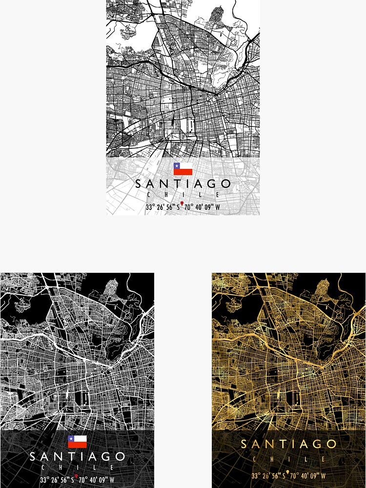 "SANTIAGO MAP CHILE Sticker Pack" Sticker for Sale by hatimelhag ...