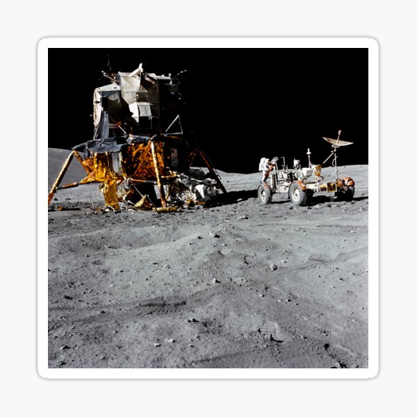 "The Lunar Module and Lunar Roving Vehicle during an Apollo 16 moonwalk ...
