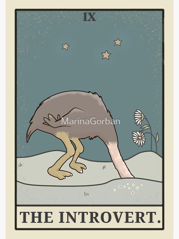 "Tarot Card The Hermit Major Arcana - Funny Introvert Drawing" Sticker ...