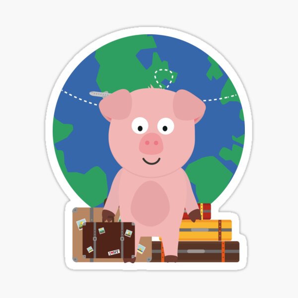 "Globetrotter Travel Pig with Suitcases" Sticker for Sale by ...